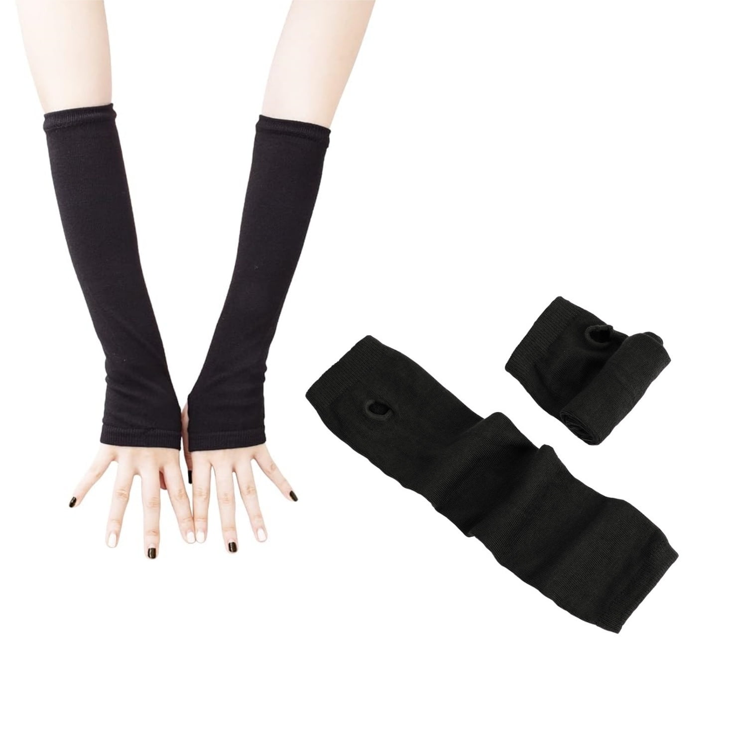 Elastic Fingerless Arm Covers,2 Pair Black Arm Cast Cover,12.2x3.2 IN ...