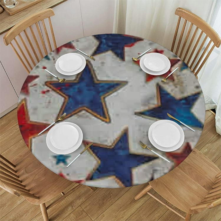 Elastic Fitted Round Table Covers Tablecloths, Waterproof Outdoor Table ...