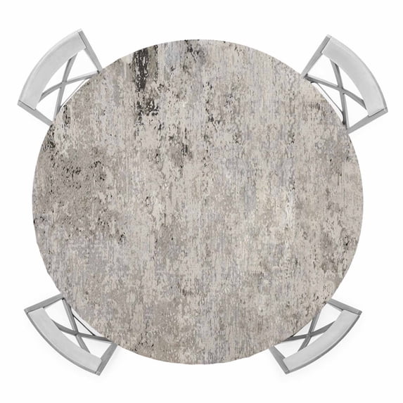 Elastic Fitted Round Tablecloth, Gray Brown Waterproof Stretch Table ...