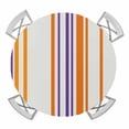 Elastic Fitted Round Tablecloth, Orange Striped Waterproof Stretch ...