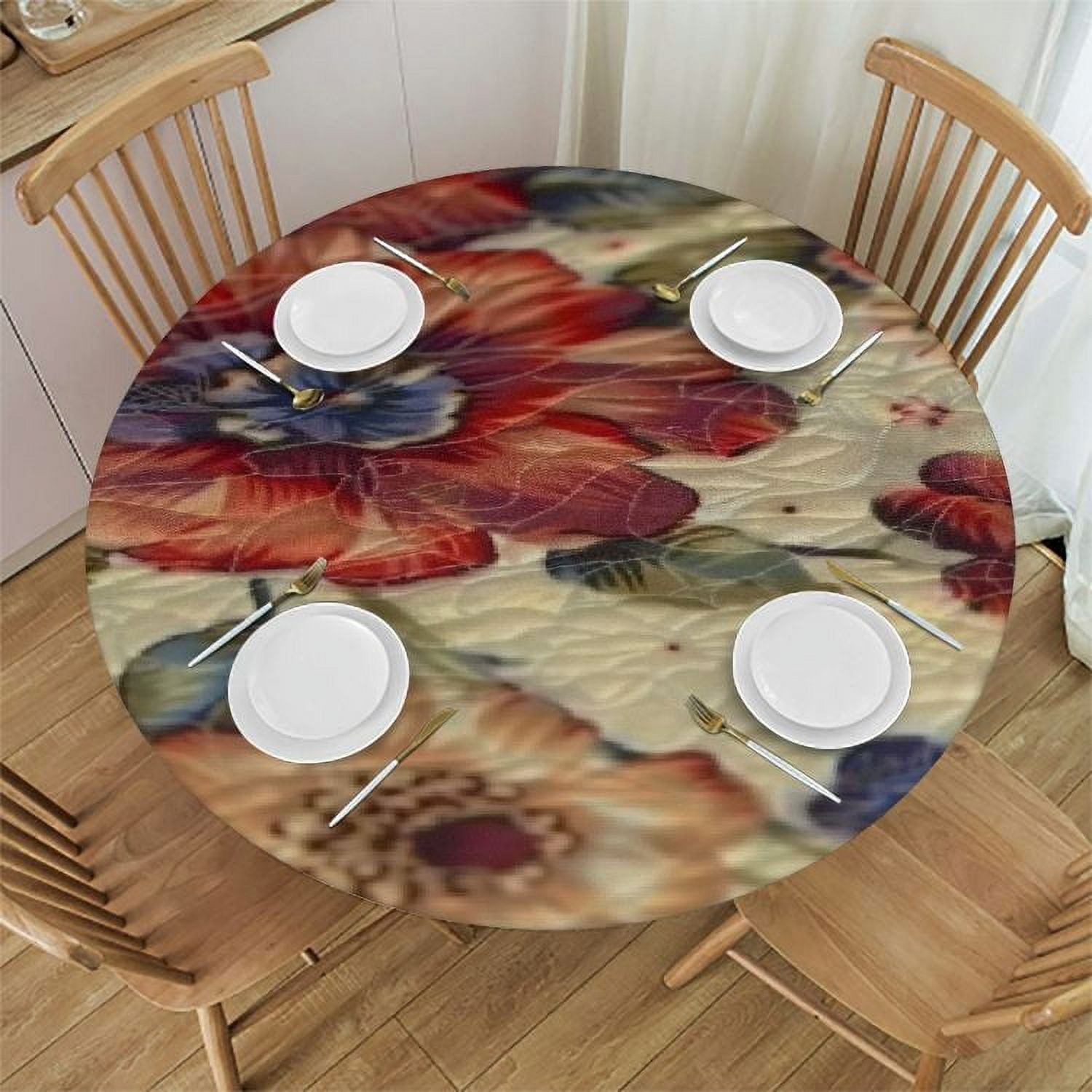 Elastic Fitted Table Cover - - Large Round - Fits Tables - Walmart.com