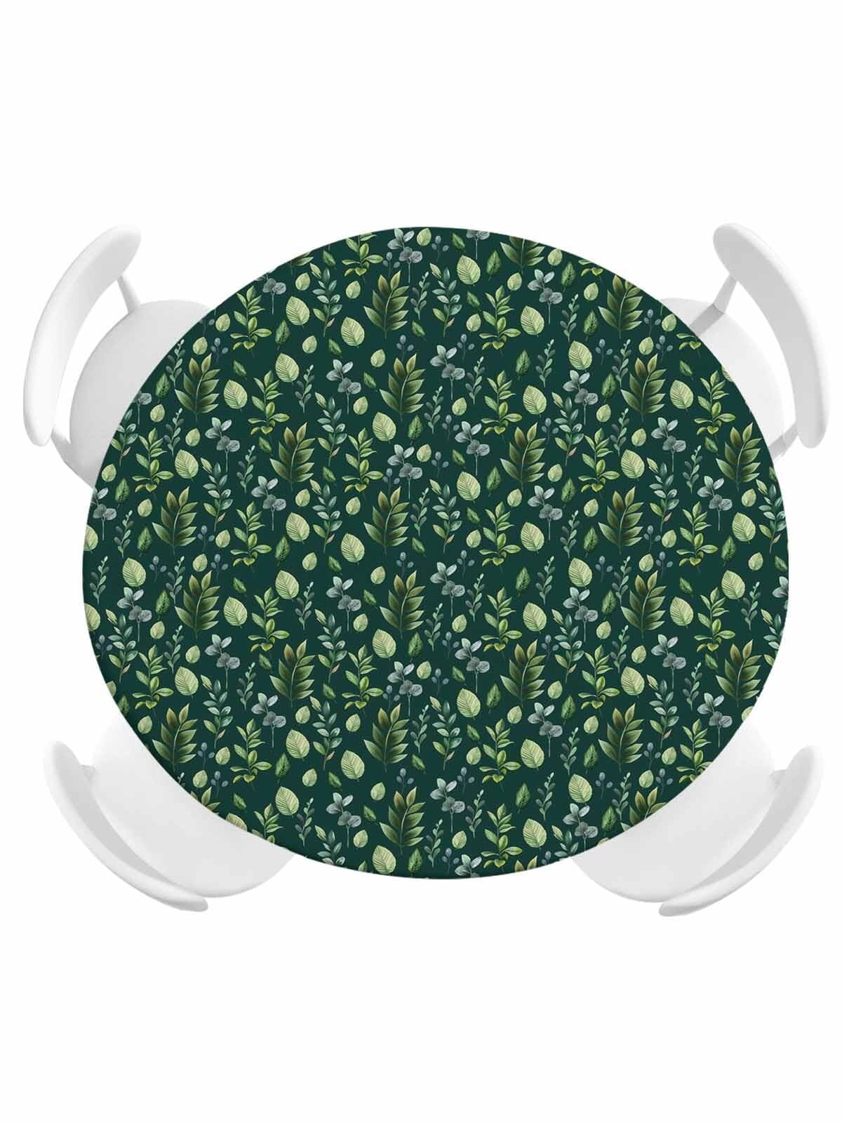 Elastic Fitted Tablecloth Watercolor Farm Green Leaves Stretch ...