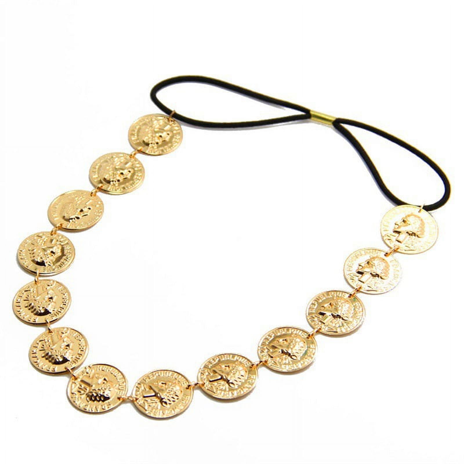 Elastic Flapper Head Chain Hair Gold Coin Headband Disc Headpieces ...