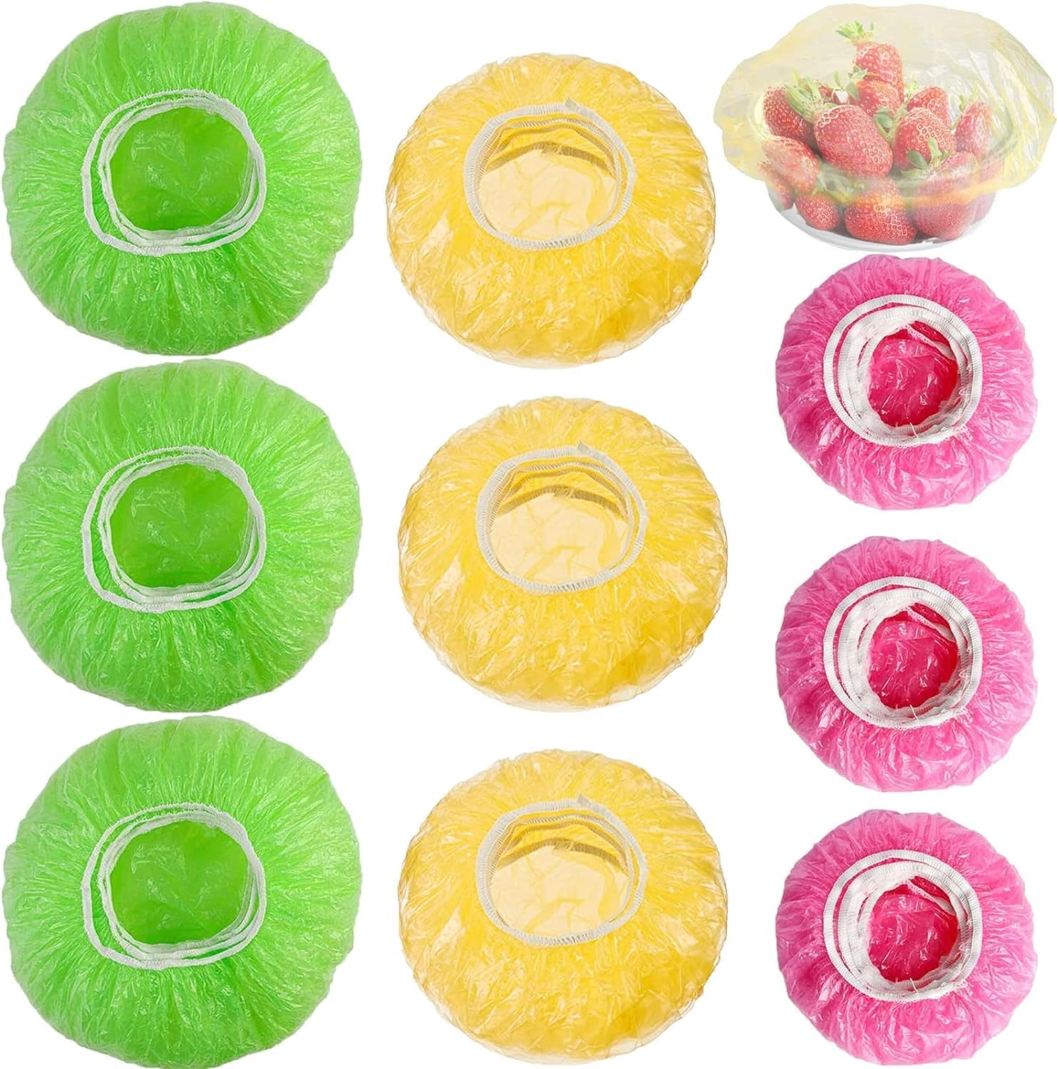 Elastic Food Bowl Covers Reusable - Stretch Plastic Wrap Bowl Storage Covers, 60PCS Colorful ...