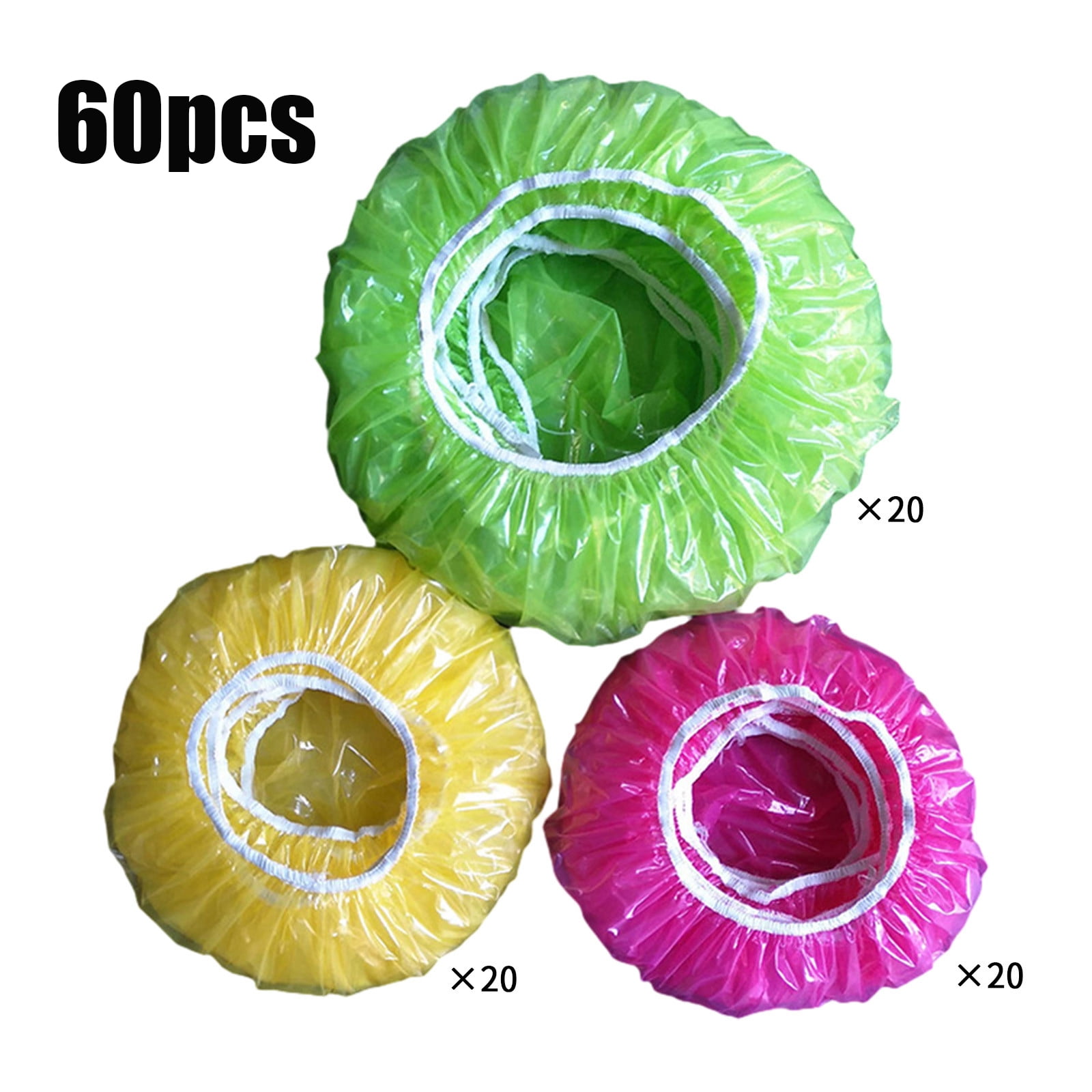 Elastic Food Storage Covers, 60PCS Disposable Stretch Wrap Bowl Covers ...