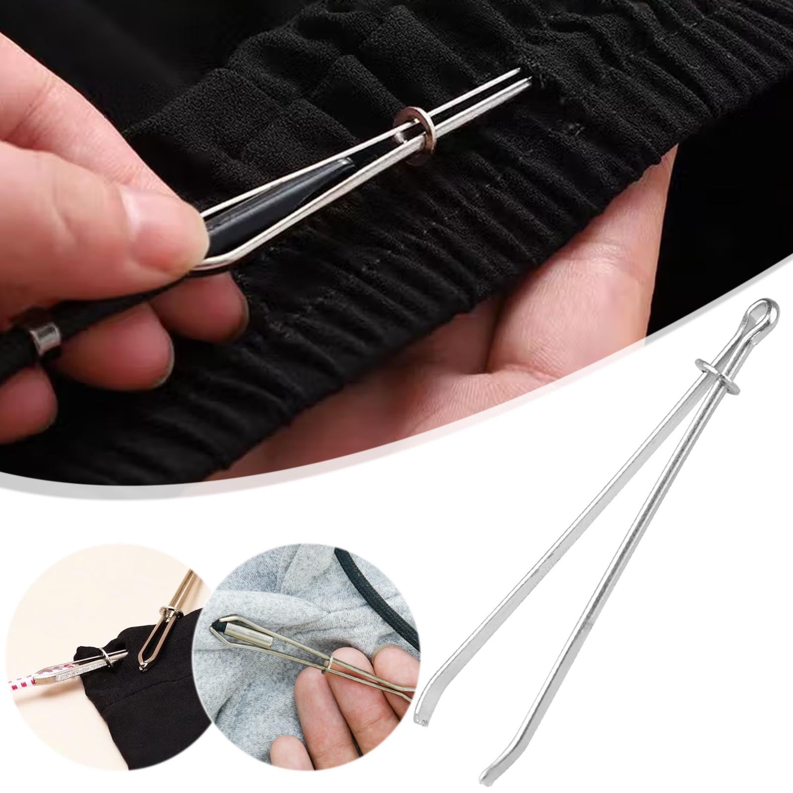 Elastic Girdle Lacing Tool with Clips | Metal Threading Helper for Elastic Bands & Cords ...