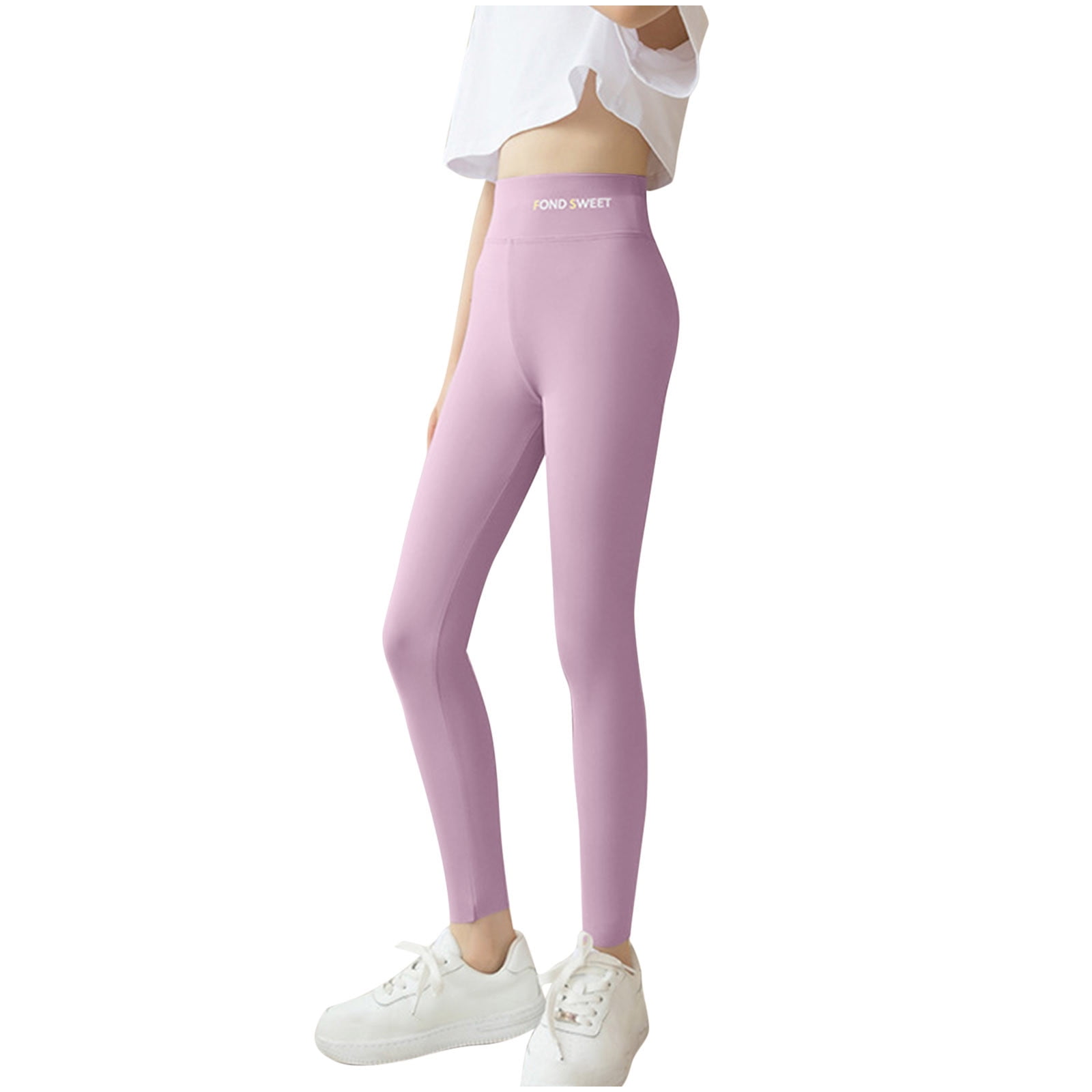 Elastic Girls Pants New Girls Athletic Leggings Ankle Length High ...