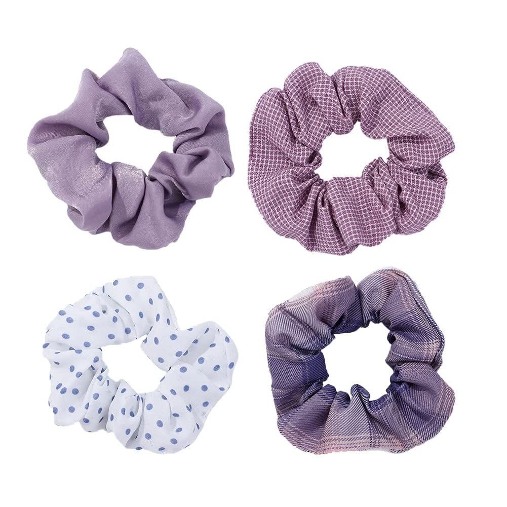Elastic Hair Band Plaid Scrunchie for Women Girls Satin Hair Tie ...