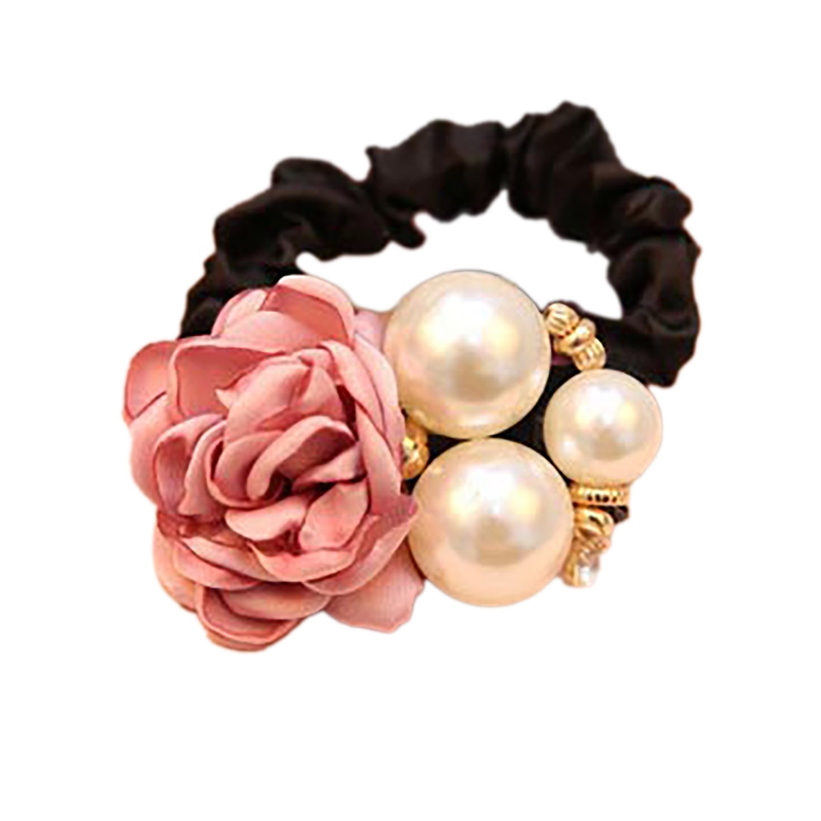 Elastic Hair Bands Extra Large Rose Flower Hair Ring Girls Pearl ...