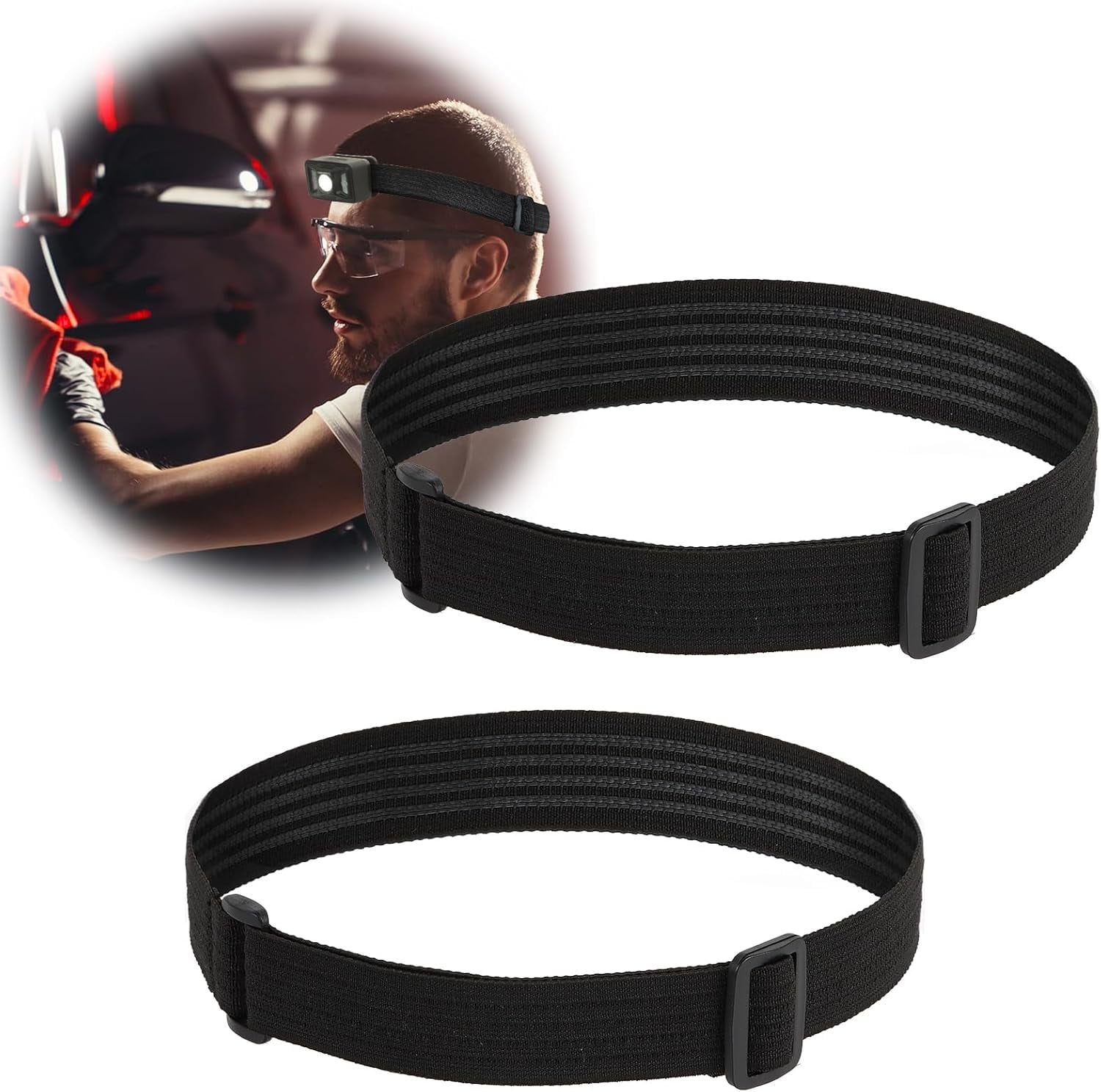 Elastic Headlamp Strap Replacement Headband,4 Layers of Non-Slip ...