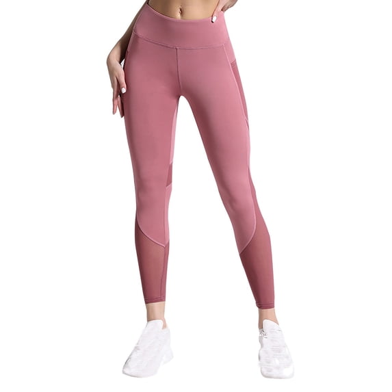 Elastic High Waisted Yoga Pants for Women Running Workout Mesh Legging ...