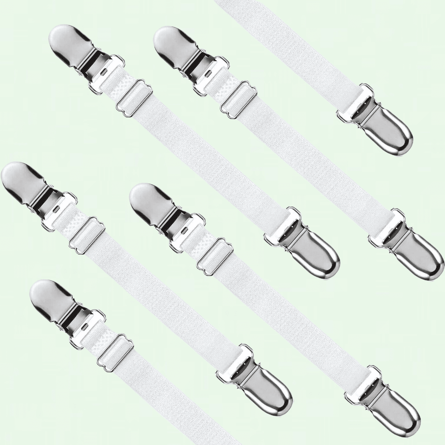 Elastic Ironing Cover Fasteners, 6-Piece White Set, Heavy Duty Metal ...