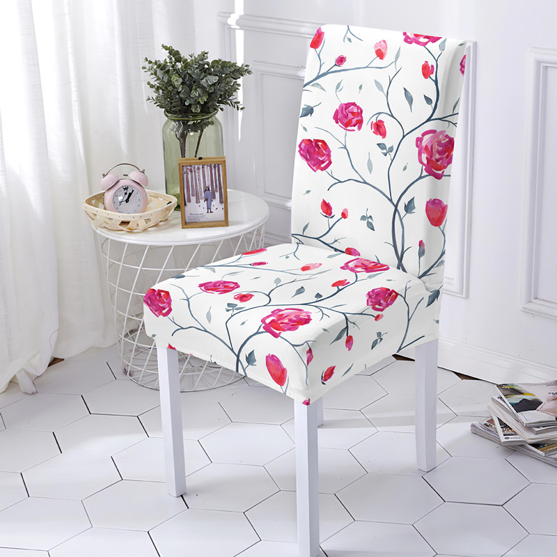 Elastic Kitchen Chair Cover Flowers Stretch Dining High Back Seat ...
