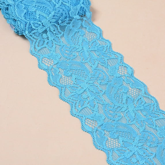 Elastic Lace Trim Lace Ribbon For Sewing Decoration Deep Sky Blue 80mm ...