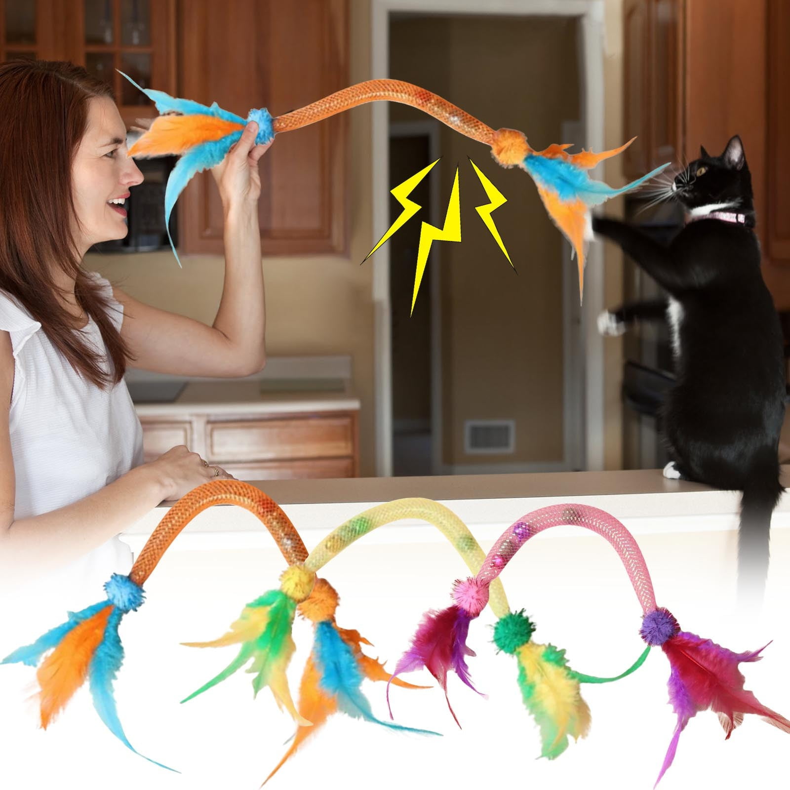 Elastic Mesh Cat Toy | Self-Stimulating Interactive Toy with Catnip ...