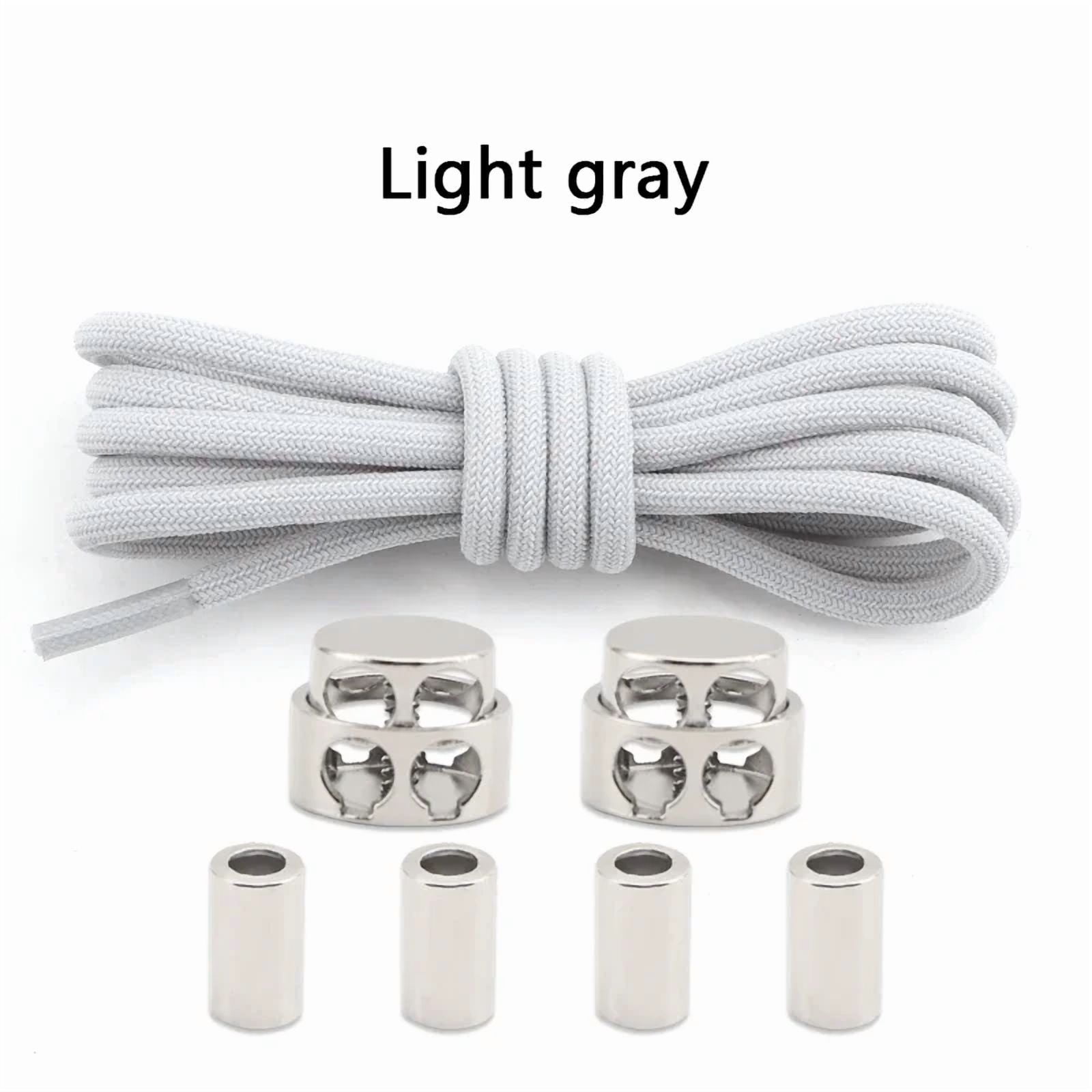 Elastic No-Tie Sneaker Laces with Metal Buckle Lock Quick-Lace Round ...