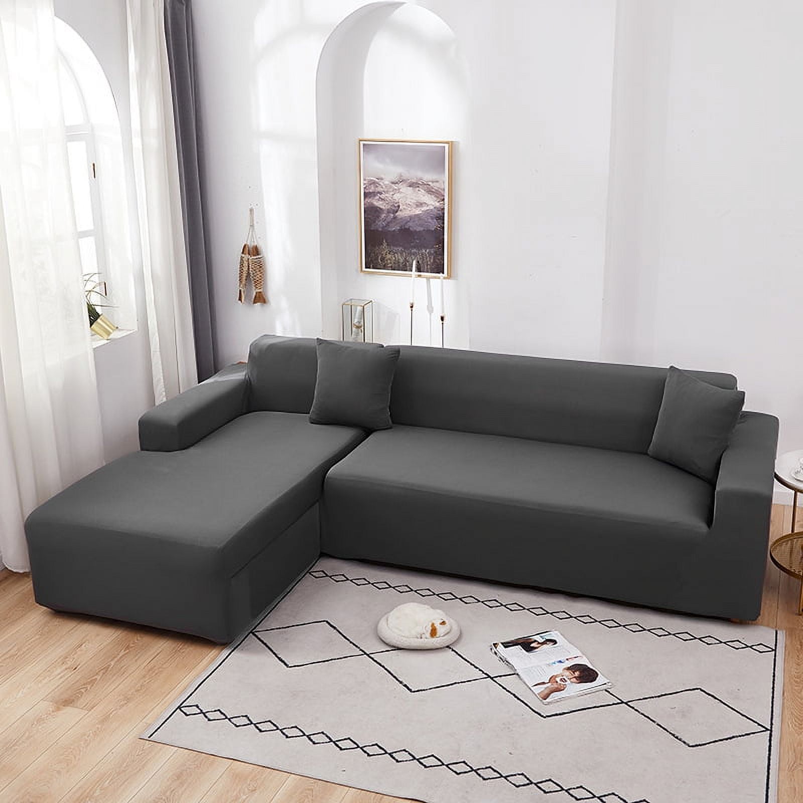 Elastic Plain Sofa Covers for Living Room Corner Couch Cover L Shaped ...