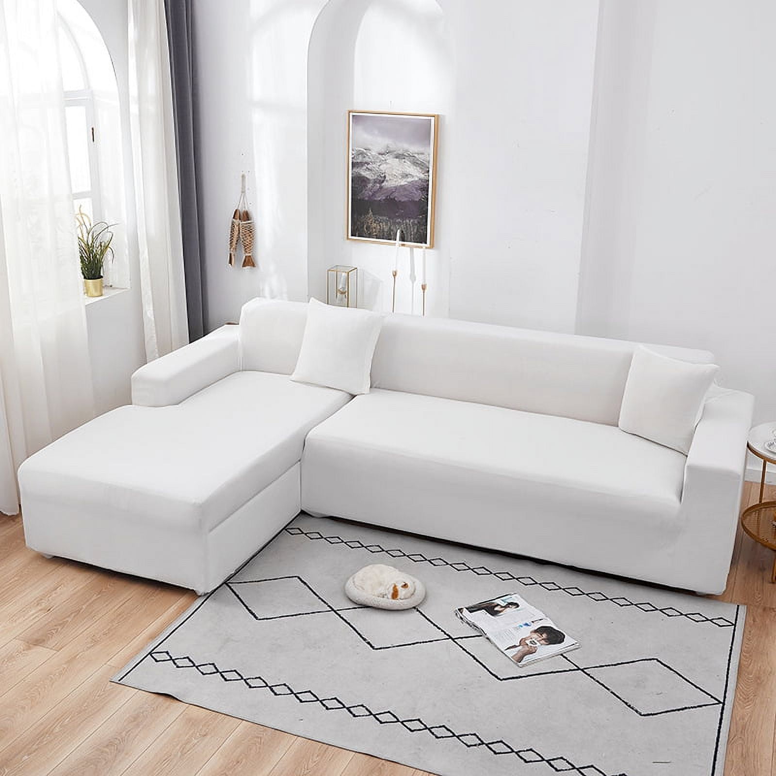 Elastic Plain Sofa Covers for Living Room Corner Couch Cover L Shaped ...