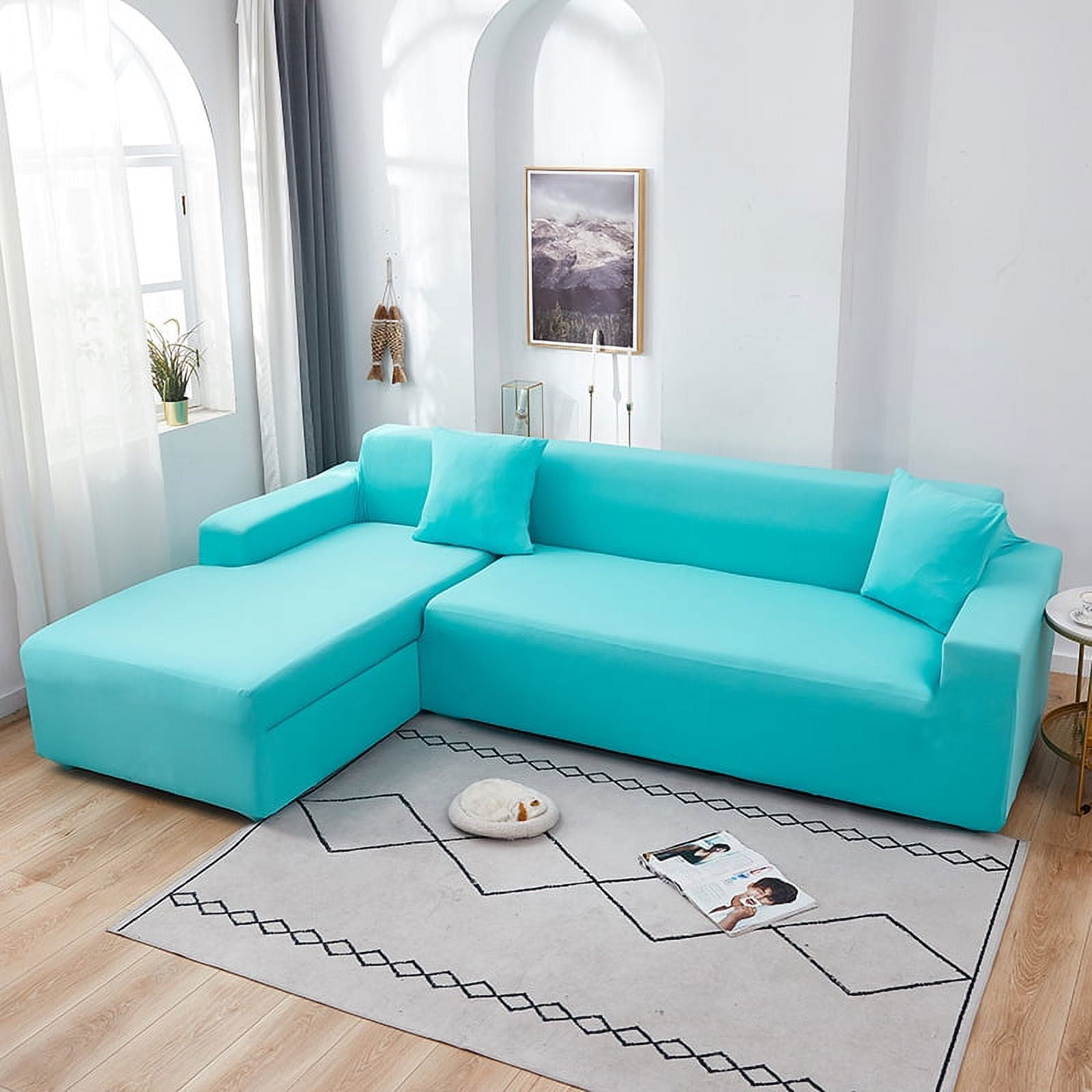 Elastic Plain Sofa Covers for Living Room Corner Couch Cover L Shaped ...