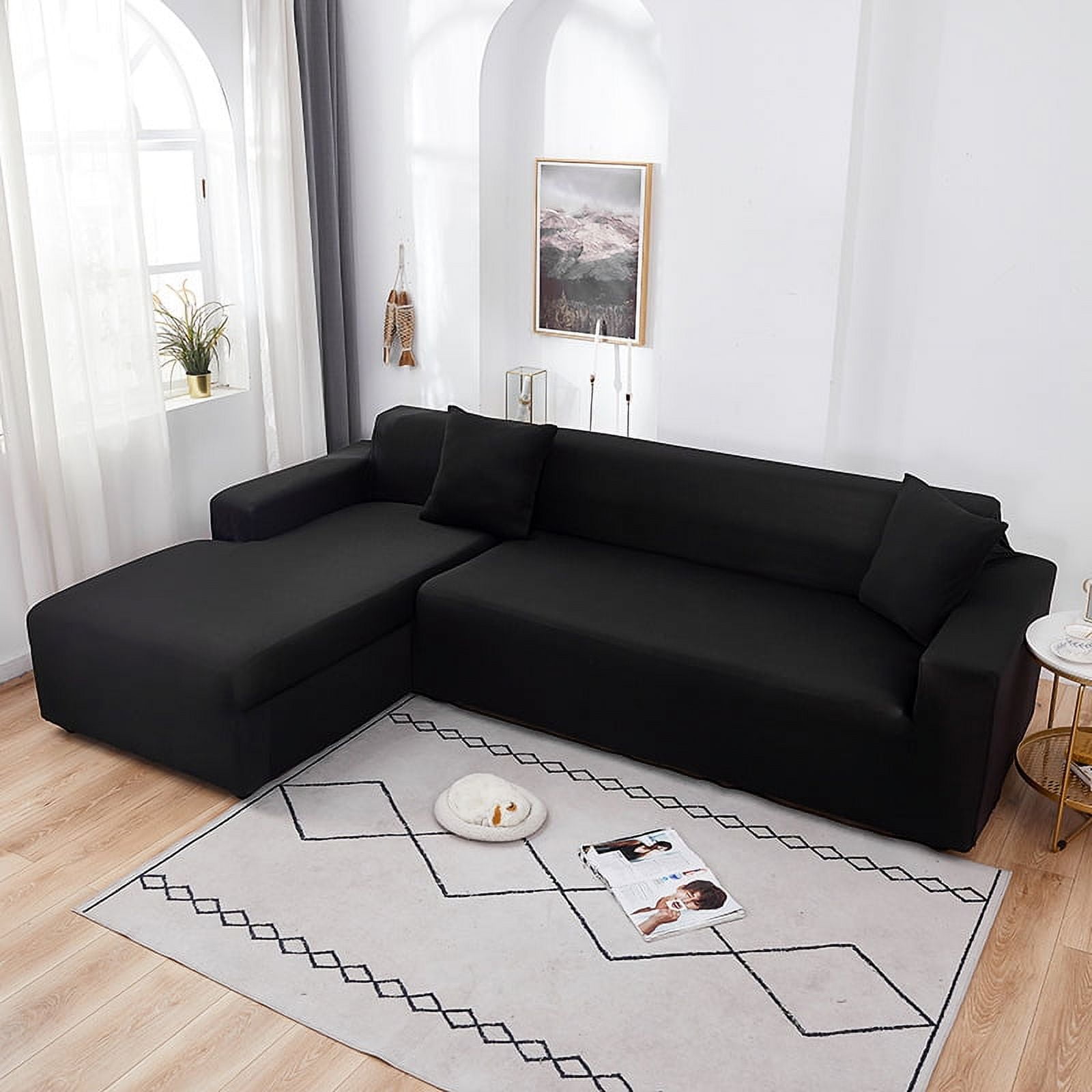 Elastic Plain Sofa Covers for Living Room Corner Couch Cover L Shaped ...