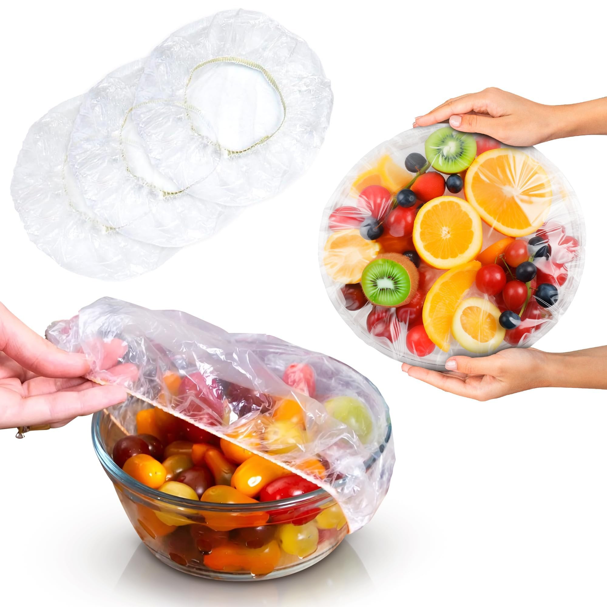 Elastic Plastic Bowl Covers, 12 Inch. Pack of 100 Clear Plastic ...