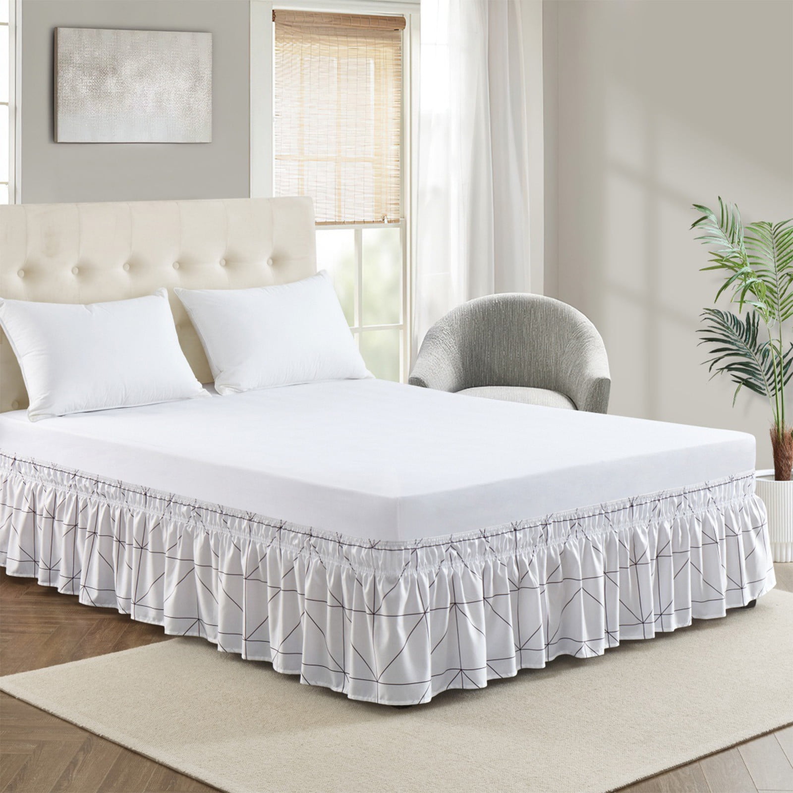 Bksdlh Hotel Style Elastic Pleated Bed Skirt, Soft Fabric, for Home Use ...