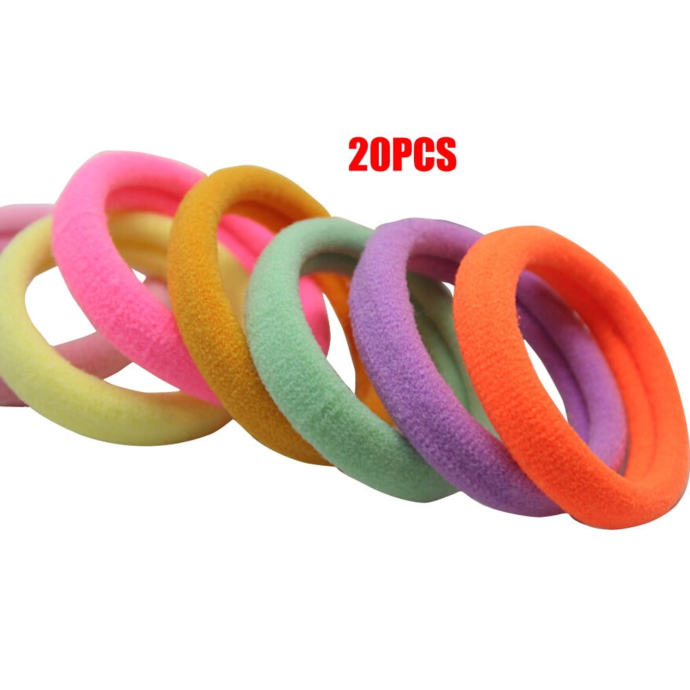 Elastic Ponytail Hair Ties Set of 20 Reusable Stretchable Rubber Band ...