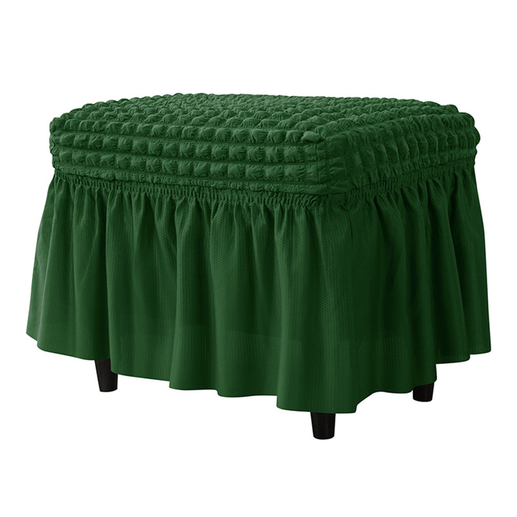 Elastic Rectangular Footstool Protector with Skirt, Household Ottoman ...