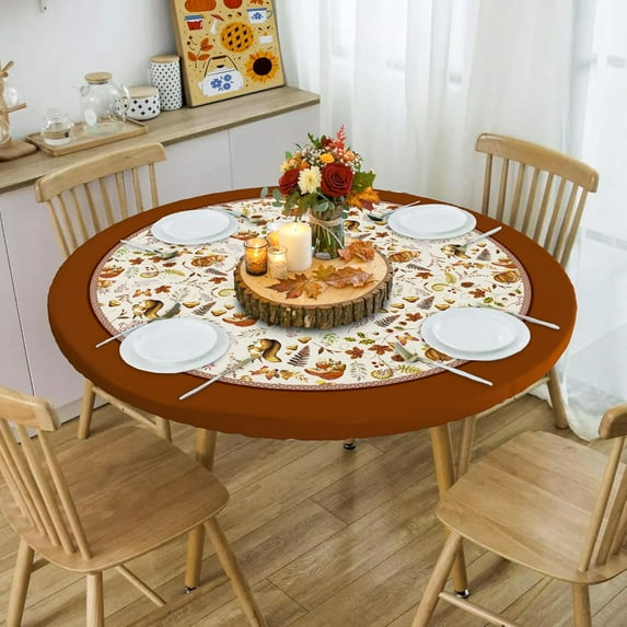Elastic Round Tablecloth - Fit for 36-44” Tables, Round Fitted Table ...