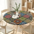 Elastic Round Tablecloth Washable Fitted Table Cover for Indoor and ...