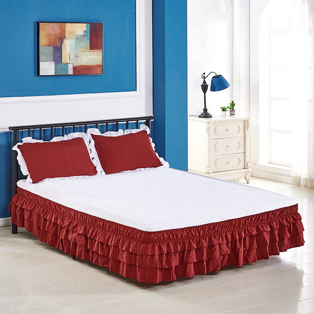 Elastic Ruffle-pleated Polyester Bed Skirt Ruffle Easy Fit Spread Cover ...