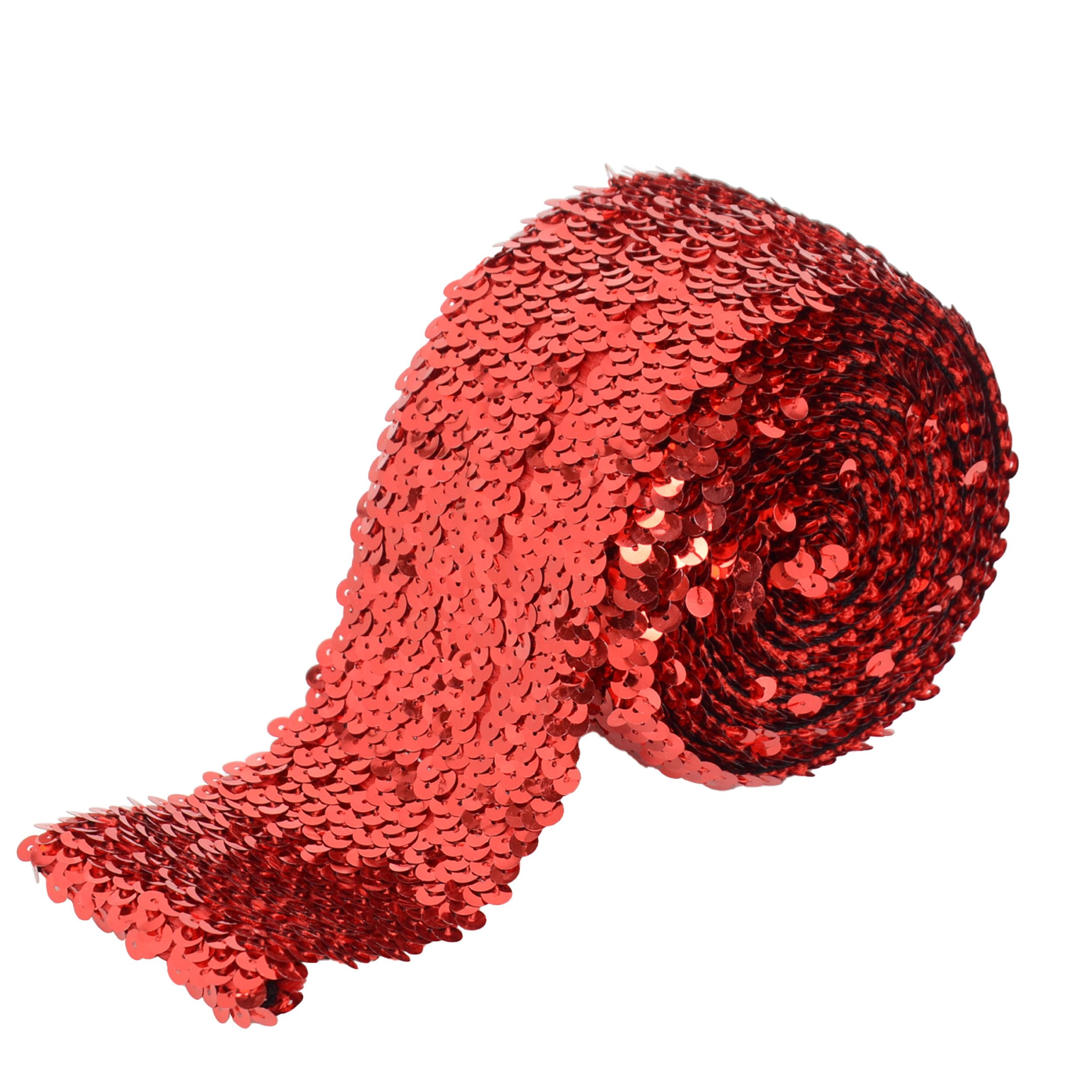 Elastic Sequin Trim, 3 Inch 8 Row Wide Flat Glitter Bling Fabric ...