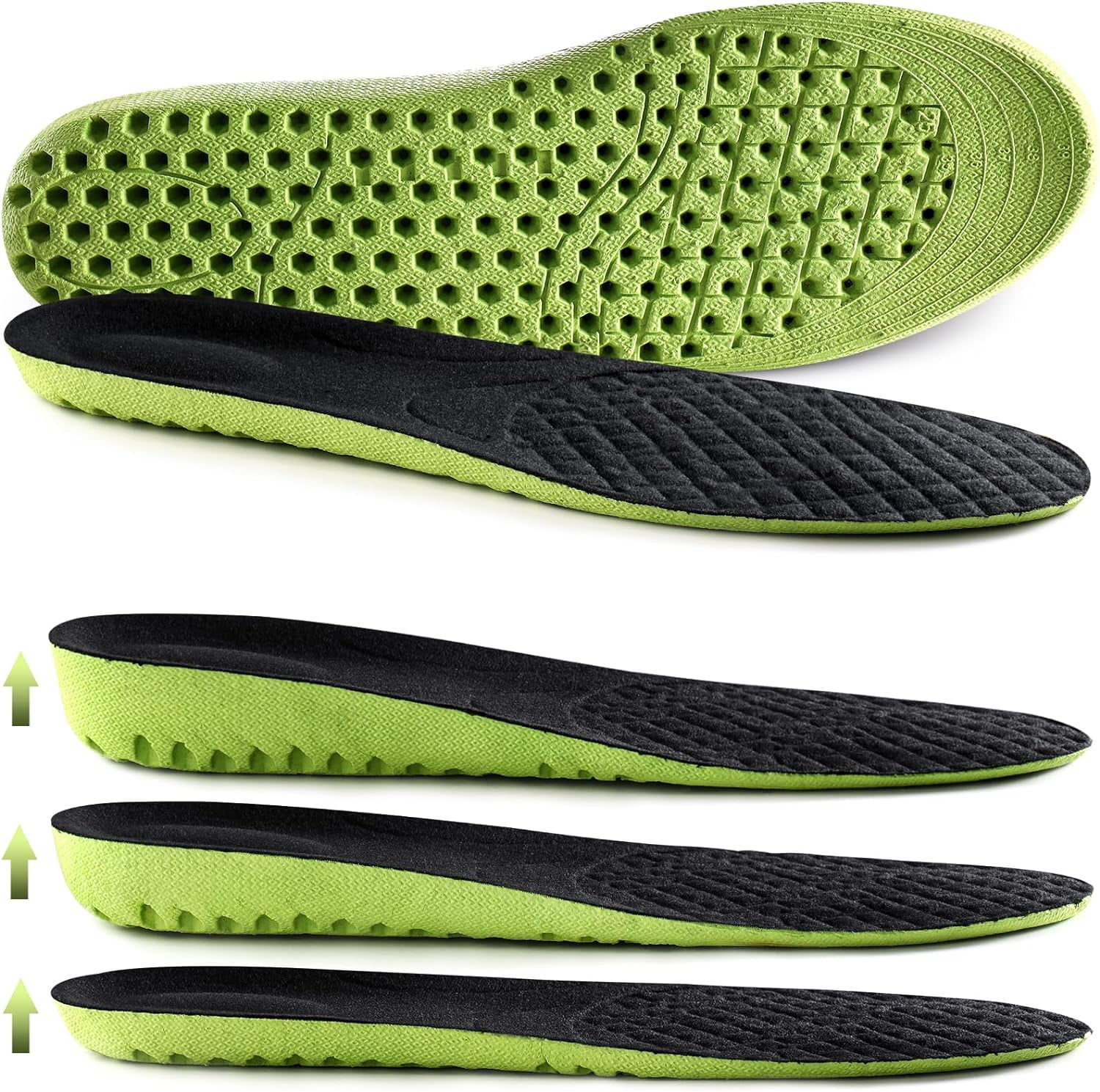 MINKUROW Elastic Shock Absorbing Height Increasing Sports Shoe Insoles ...
