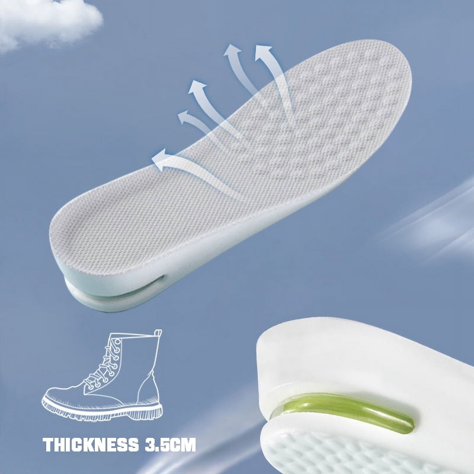 Elastic Shock Absorbing Height Increasing Sports Shoe Insoles Soft ...