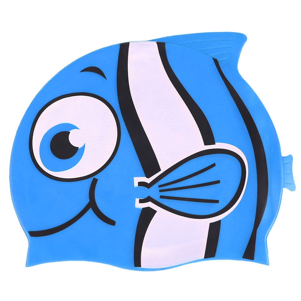 Elastic Silicone Swimming Swimwear Bathing Fish Shape Swim Hat, Child ...