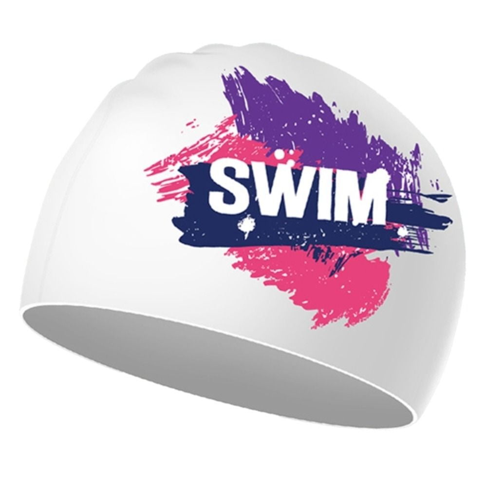 Elastic Silicone Waterproof Letter Swimming Caps Men Women Personality ...