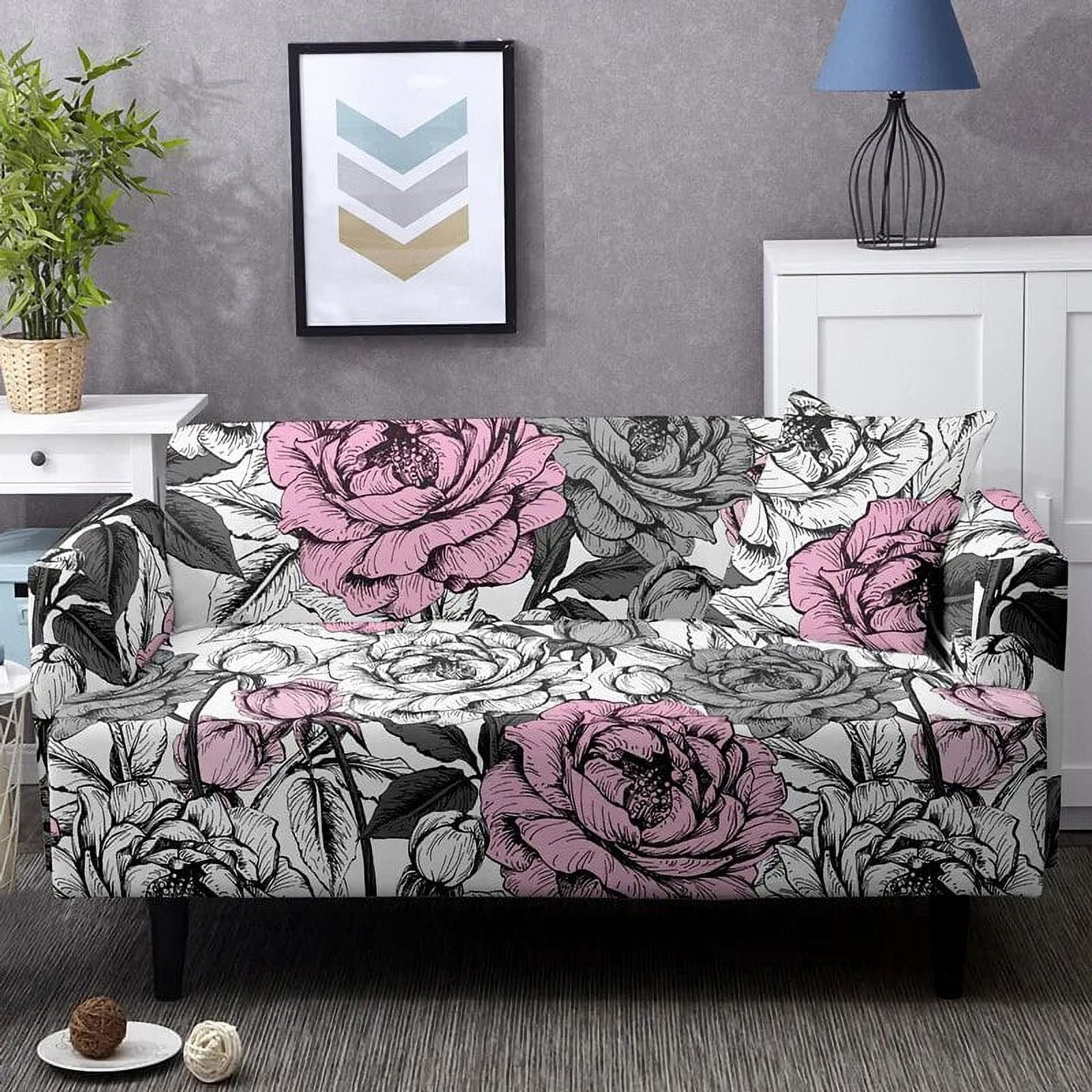 Elastic Slipcover Stretch Sofa Cover Tropical Nordic Flowers for Living ...