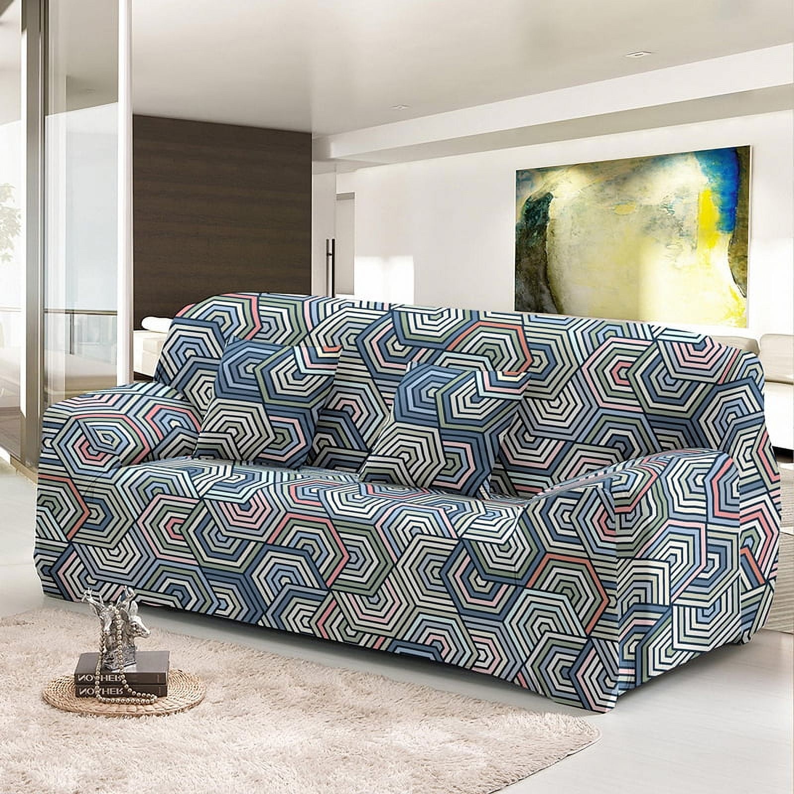 Elastic Slipcovers Geometric Corner Combination Sofa Cover For Living ...