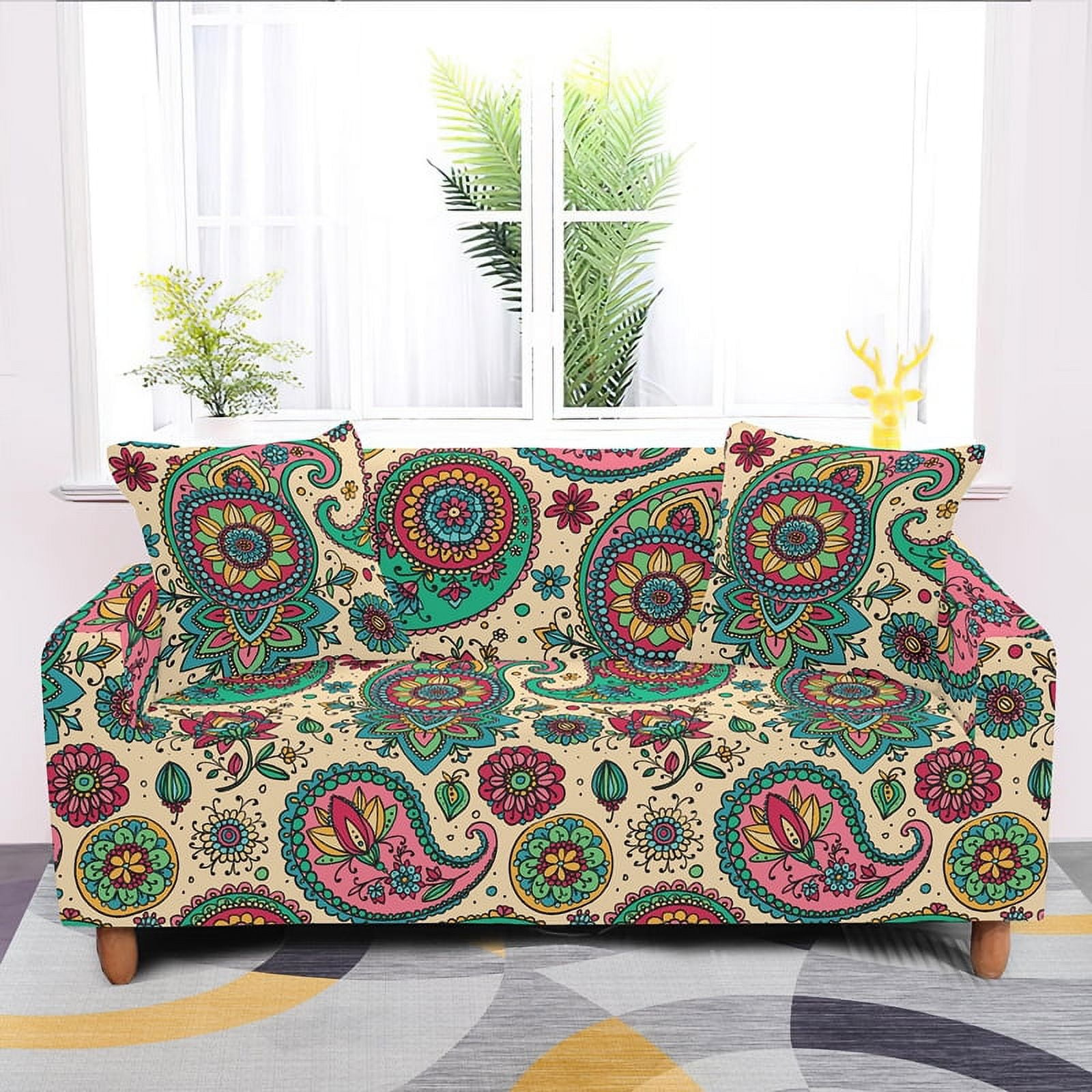 Elastic Sofa Cover Bohemia Traditional Paisley Print For Living Room 1 ...