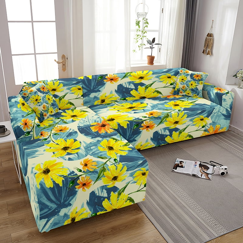 Elastic Sofa Cover Expandable Couch Covers Sunflowers Printing 1/2/3/4 ...