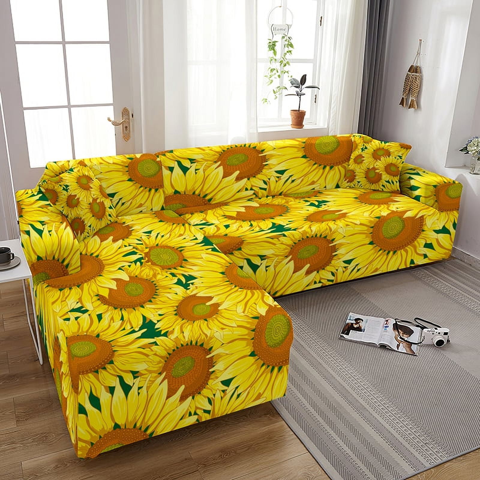 Elastic Sofa Cover Expandable Couch Covers Sunflowers Printing 1/2/3/4 ...