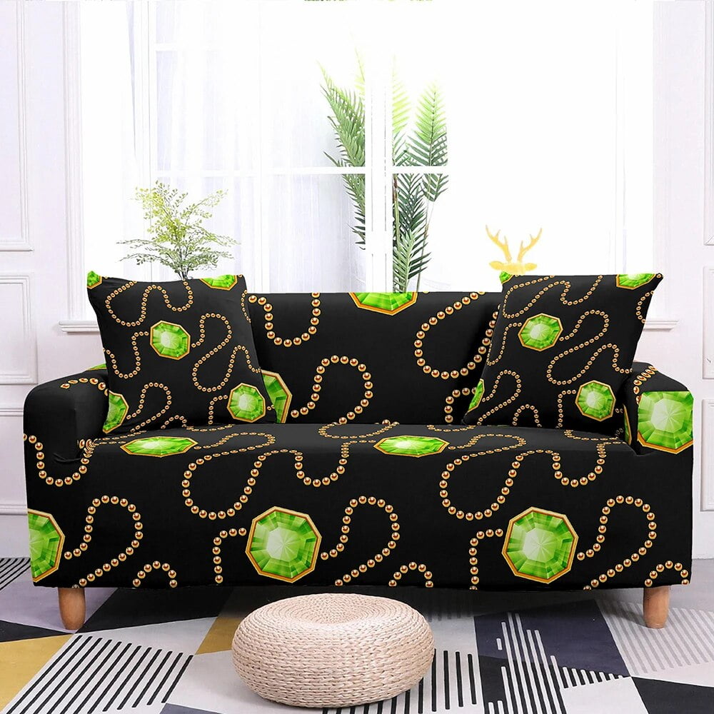 Elastic Sofa Cover Gold Chain Pattern Sofa Slipcover 3D Printed Stretch ...