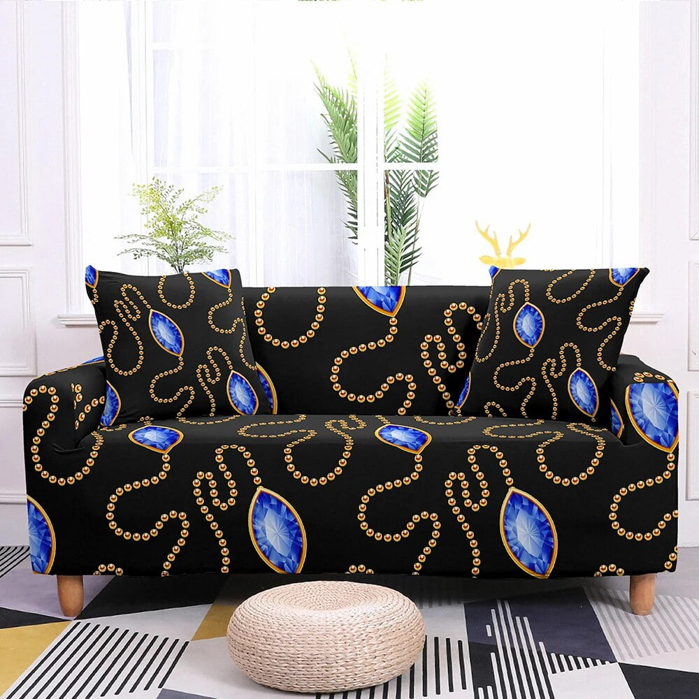 Elastic Sofa Cover Gold Chain Pattern Sofa Slipcover 3D Printed Stretch ...