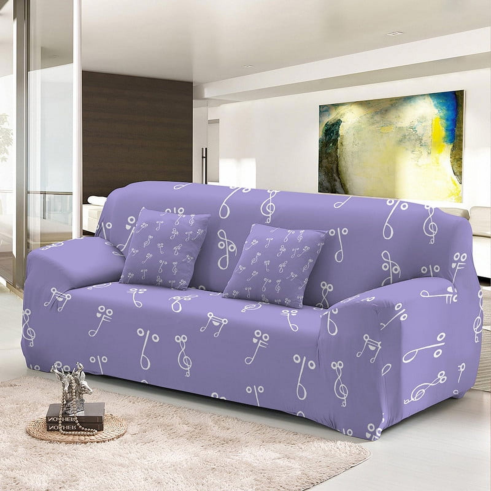 Elastic Sofa Cover Musical Note Printed L Shape Slipcover 1/2/3/4 ...