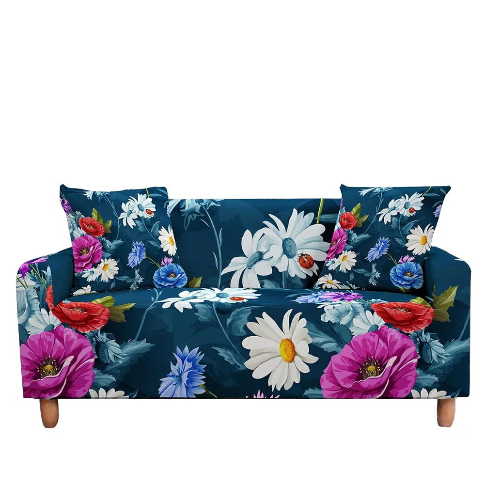 Elastic Sofa Cover for Living Room 3D Flower Print Slipcover Sectional ...