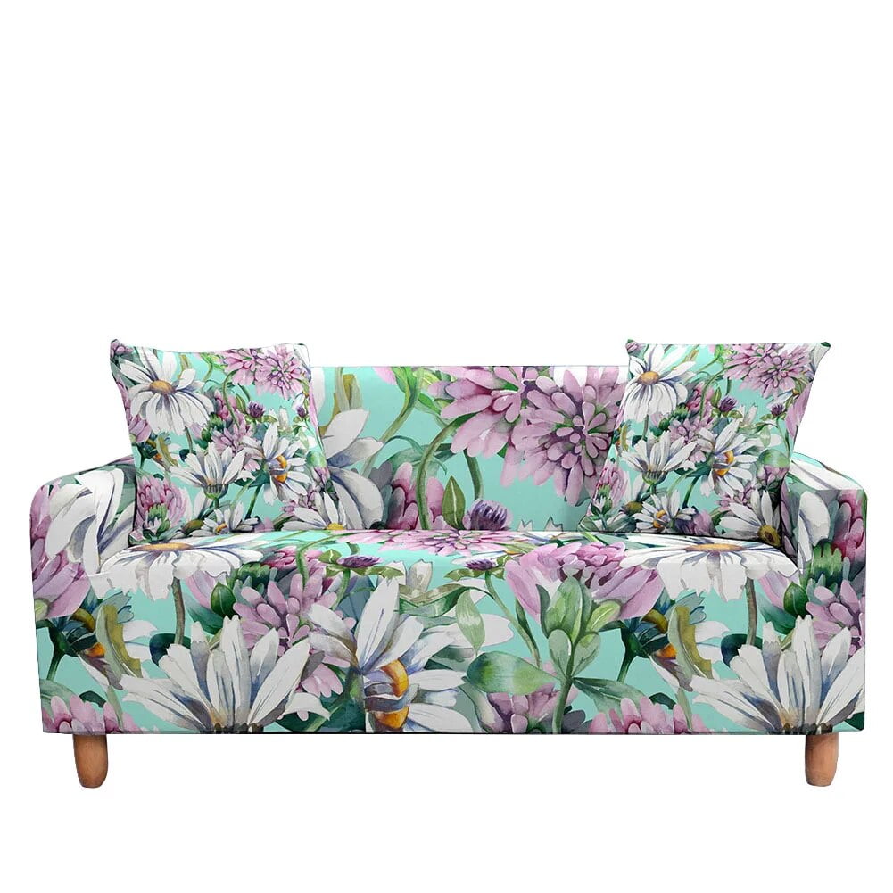 Elastic Sofa Cover for Living Room 3D Flower Print Slipcover Sectional ...
