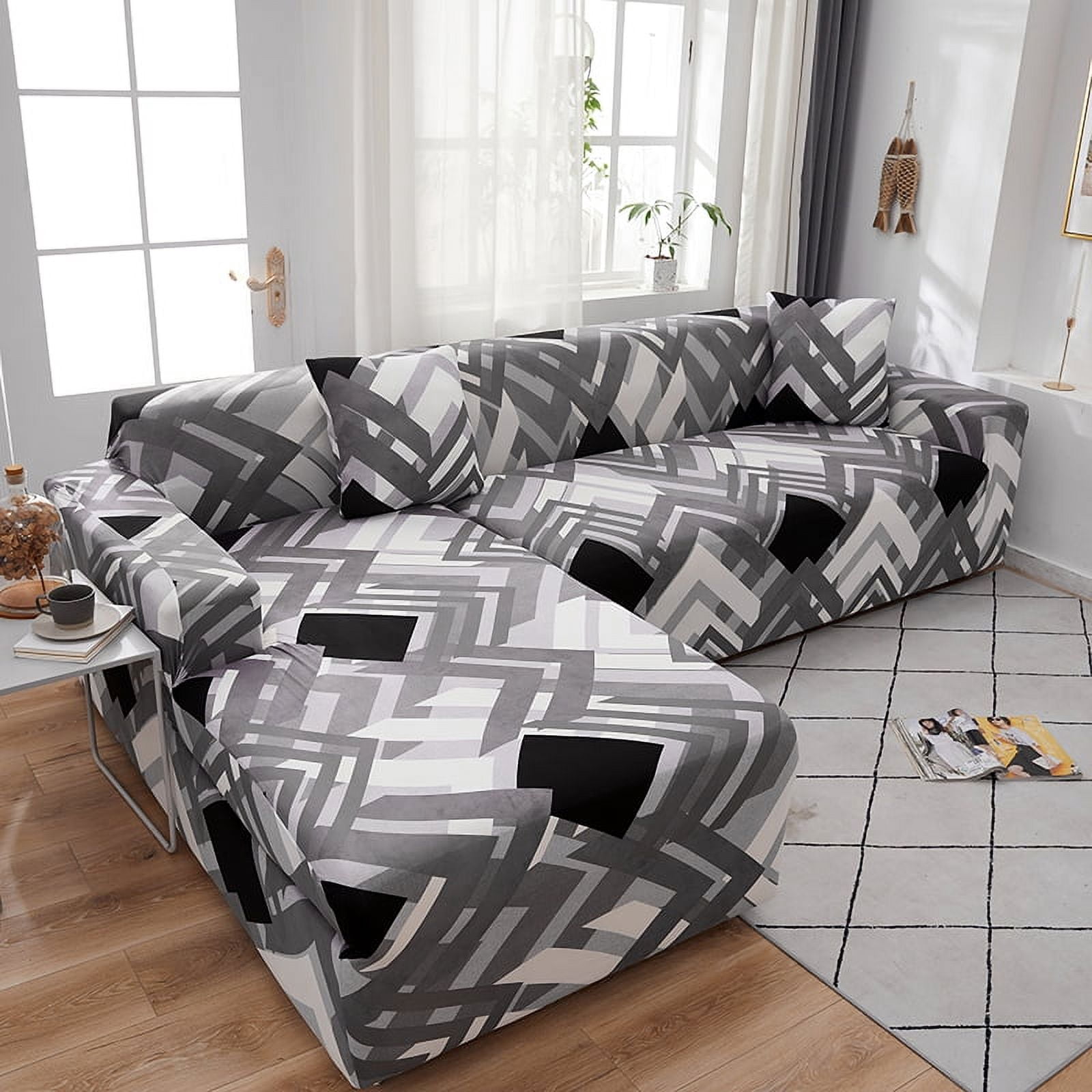 Elastic Sofa Cover for Living Room Geometric Couch Cover Corner L ...