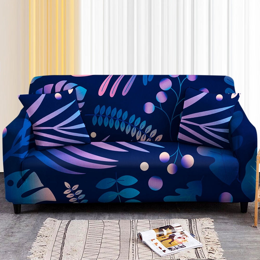 Elastic Sofa Cover for Living Room Leaves Flower Pattern Stretch Couch ...