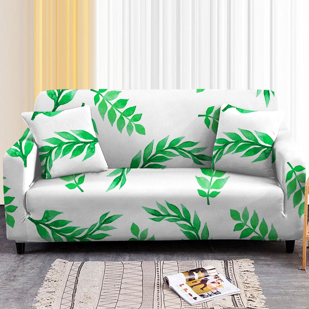 Elastic Sofa Cover for Living Room Leaves Flower Pattern Stretch Couch ...