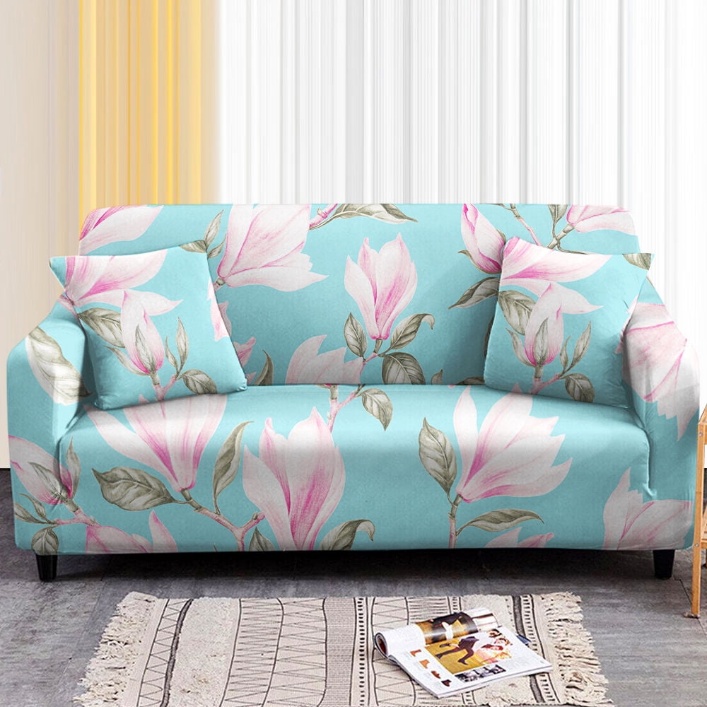 Elastic Sofa Cover for Living Room Leaves Flower Pattern Stretch Couch ...